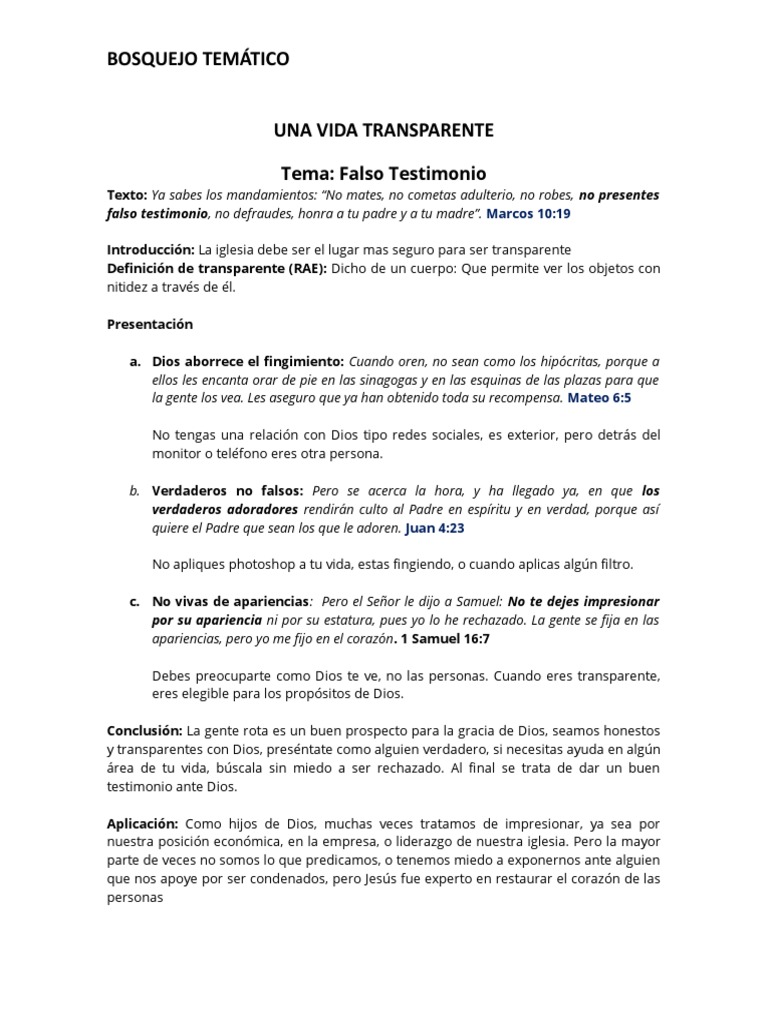 Bosquejo Tematico | PDF | Oración