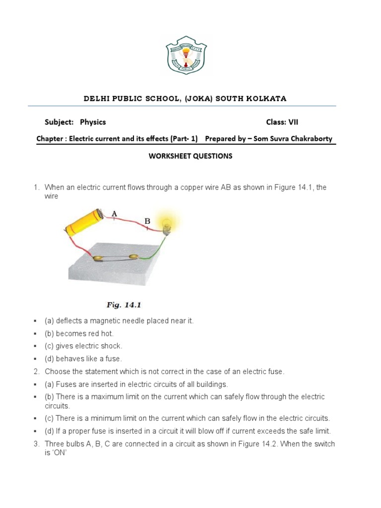 Worksheet - Vii - Electric Current and Its Effects (Part 1) | PDF