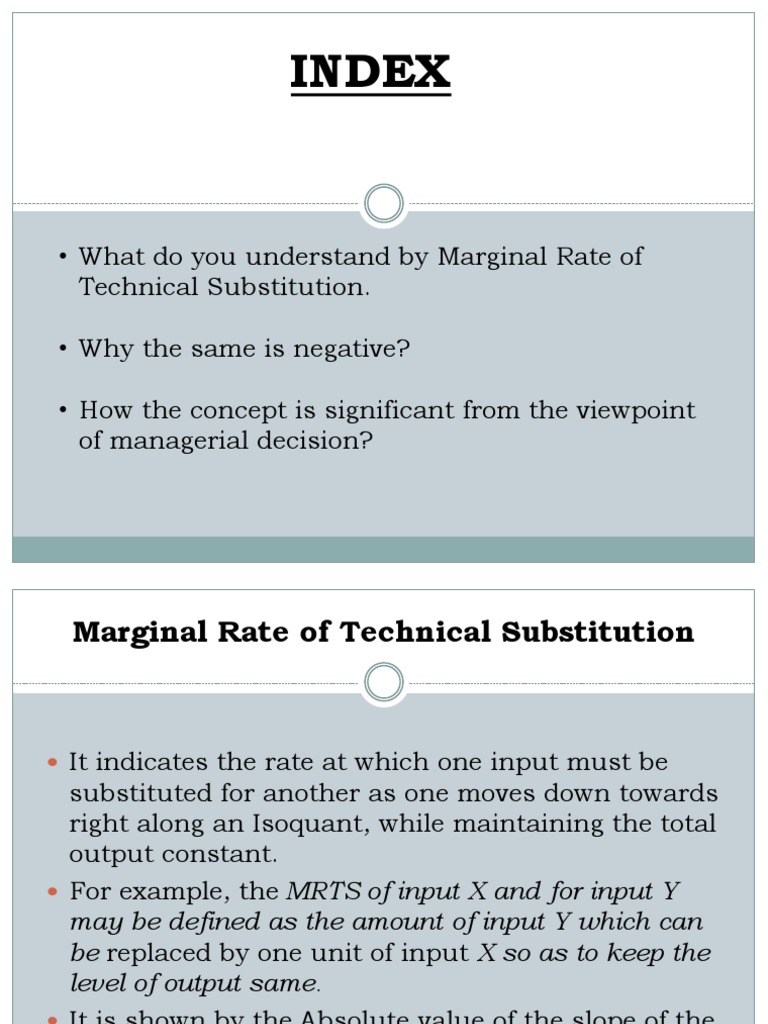 Marginal Rate of Technical Substitution | PDF | Labour Economics ...