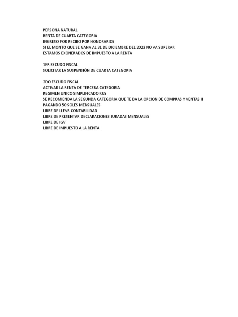 Escudo Fiscal Persona Natural | PDF