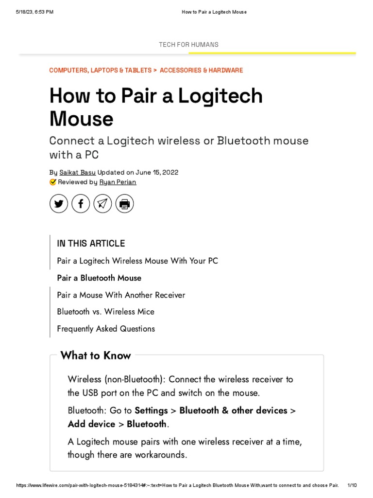 How To Pair A Logitech Mouse | PDF | Bluetooth | Headphones