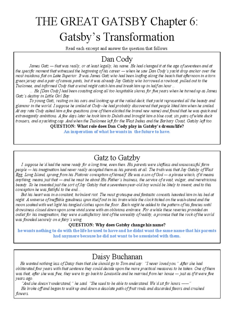 Ch. 6_ Gatsby's Transformation | PDF