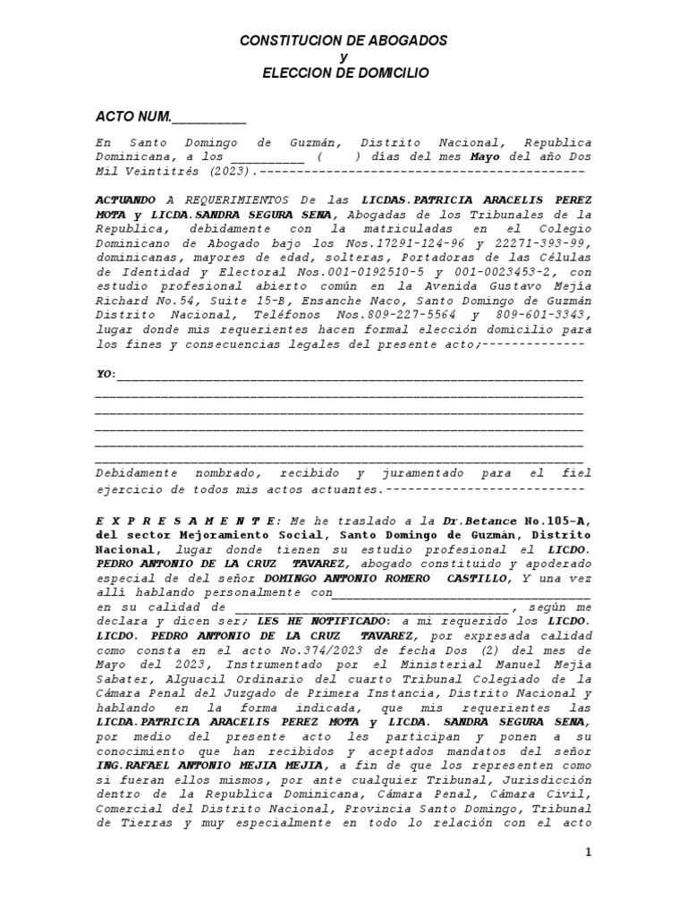 Consti. de Abogados Segun Acto 374-2023 Fecha 2-5-2023 | PDF | Justicia | Crimen y violencia