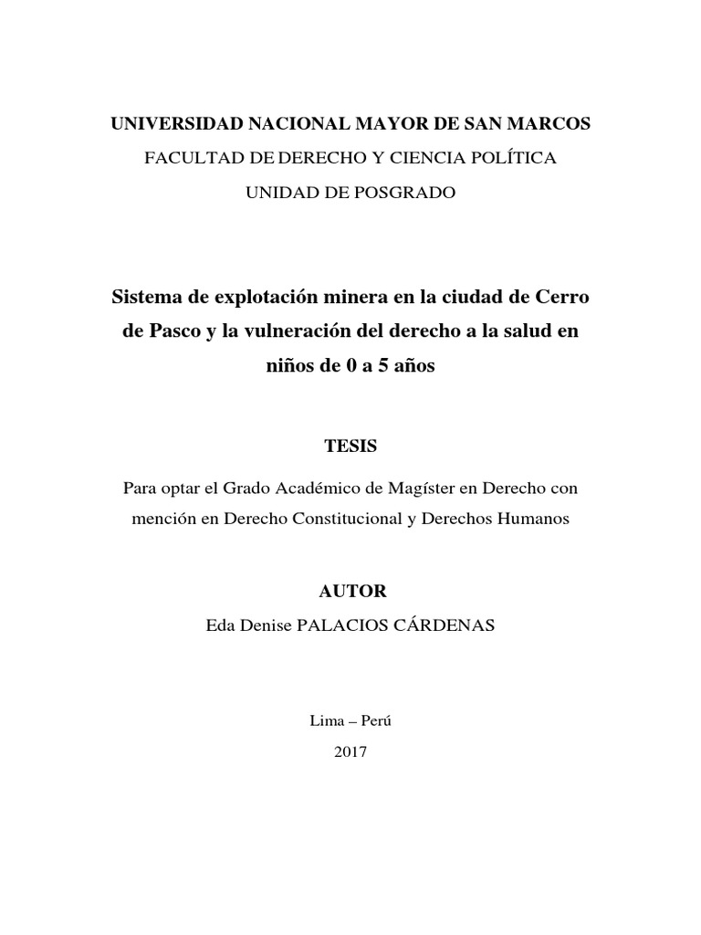 Sistema de Explotación Minera en La Ciudad de Cerro de Pasco y La ...
