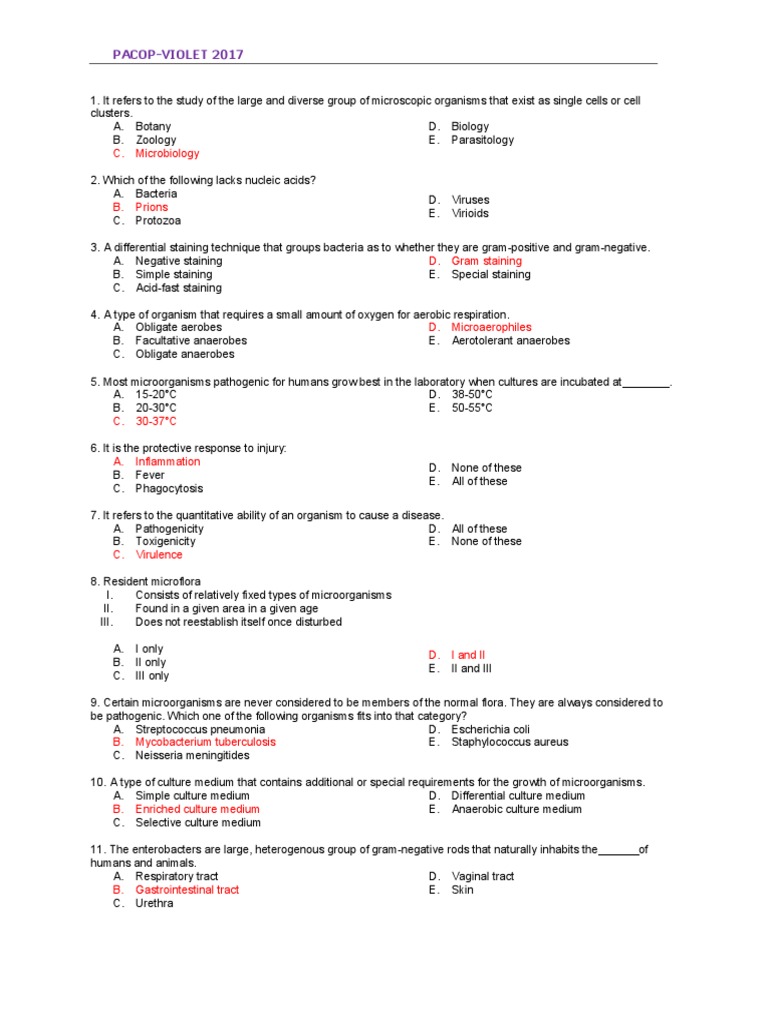 PACOP-VIOLET 2017 Microbiology Study | PDF | Bacteria | Gram Negative ...