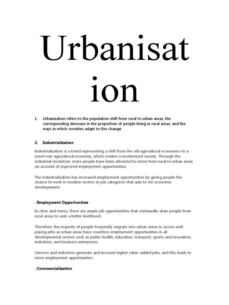 Urbanisation | PDF