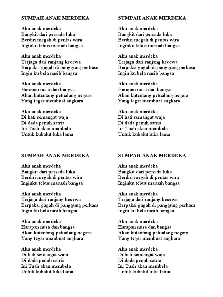 Sajak Sumpah Anak Merdeka | PDF