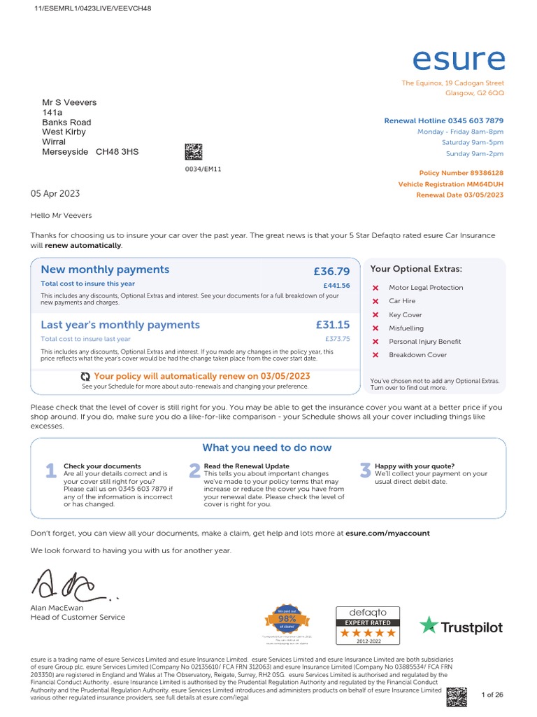 Car Insurance Renewal Notice | PDF | Insurance | Car Rental