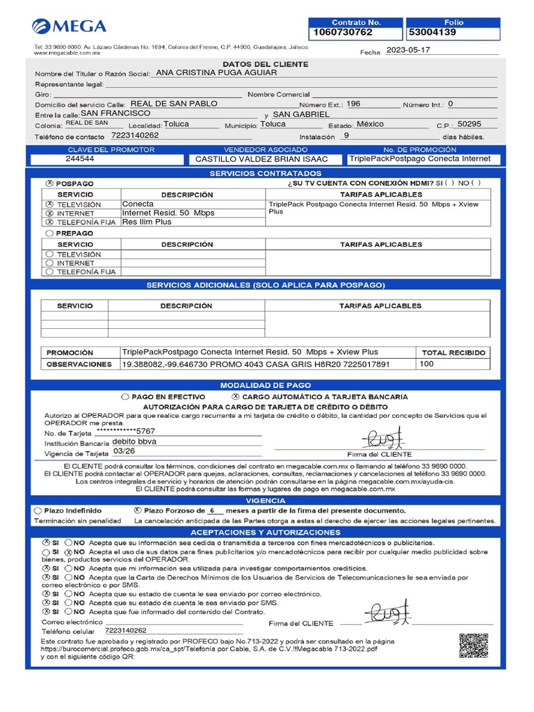 Contrato Megacable Triple | PDF