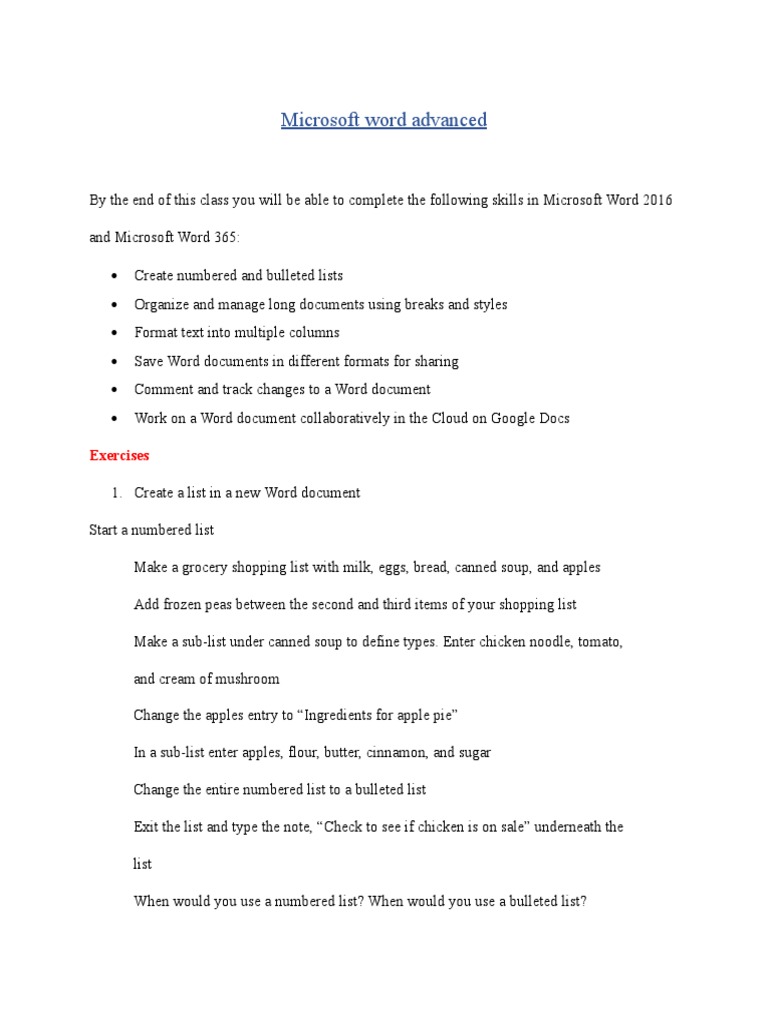 Microsoft Word Advanced | PDF