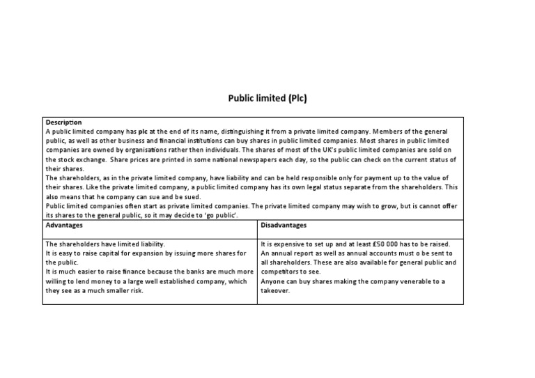 Limited Companies Public | PDF