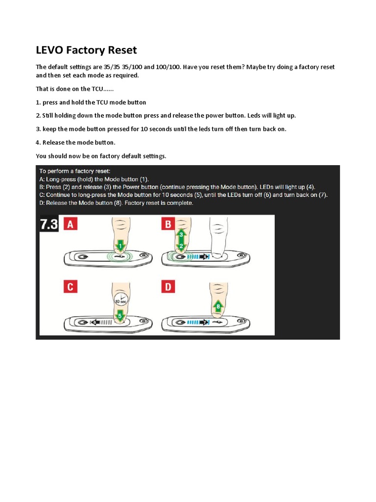 LEVO Factory Reset | PDF