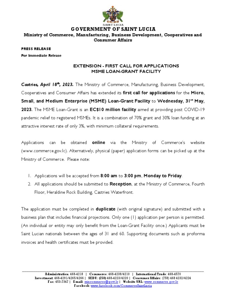 Press Release - MSME Application Call EXTENSION 18.04 | PDF