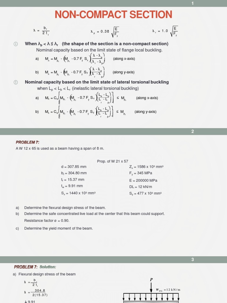 Beams Non-Compact Sections and Shear Strengthw | PDF | Beam (Structure ...