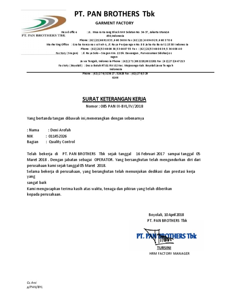 PT Pan Brothers 9 | PDF