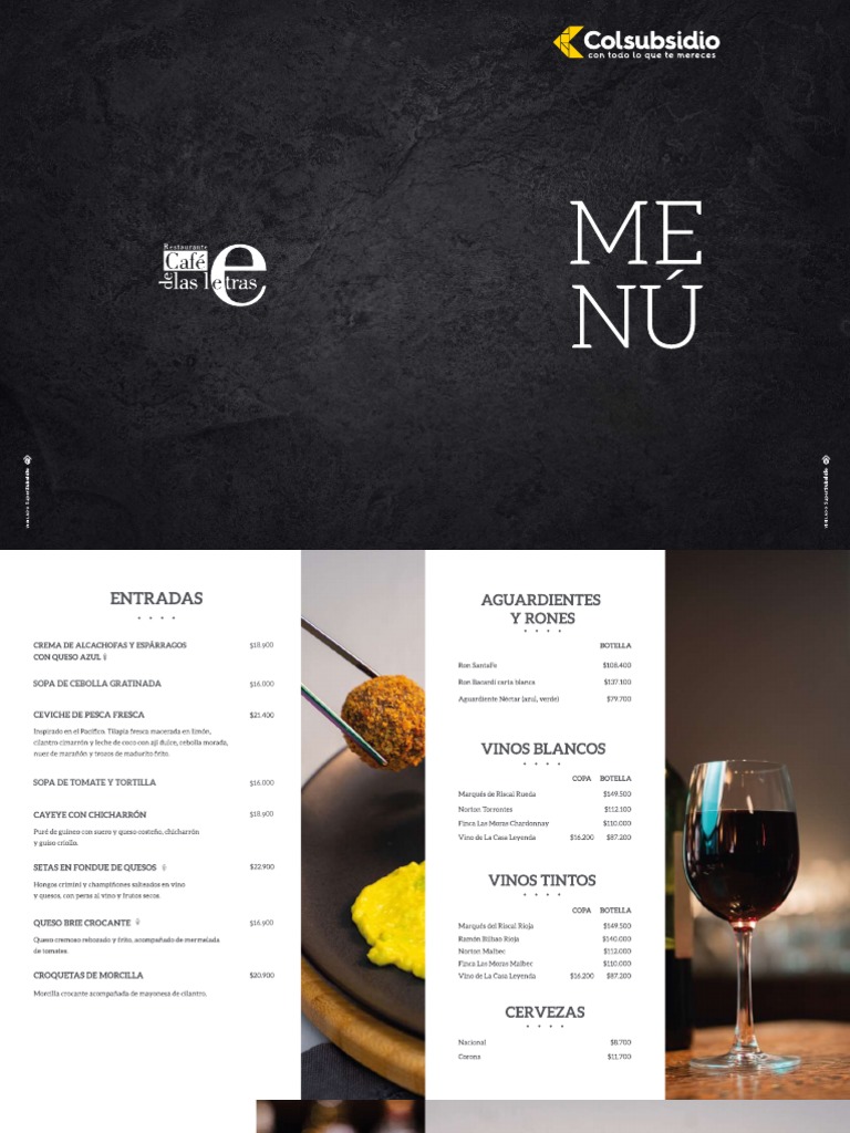 Menu Cafe de Las Letras El Cubo | PDF