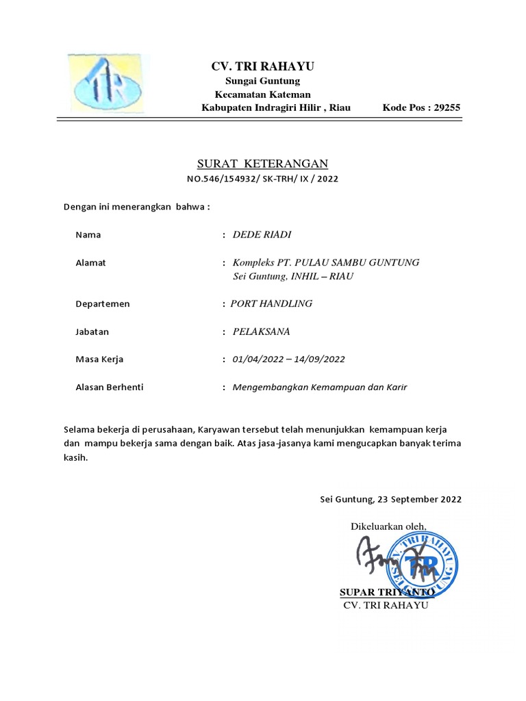 Cv. Tri Rahayu 1 | PDF