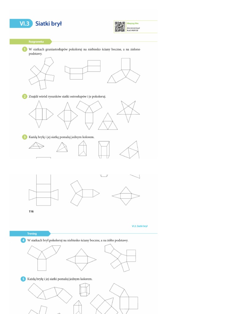 Matematyka z Kluczem, Klasa 6, Semestr 2, Siatki Brył | PDF