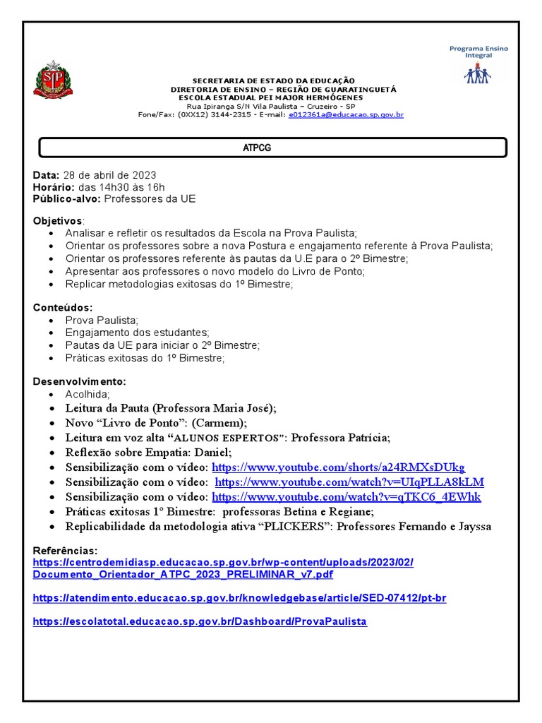 Pauta Atpcg 28-04 Editado | Download grátis PDF | Pedagogia ...