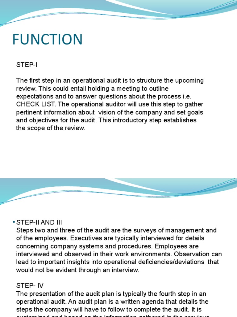 3. Functions of Operational Audit and Qualities of Auditor | PDF