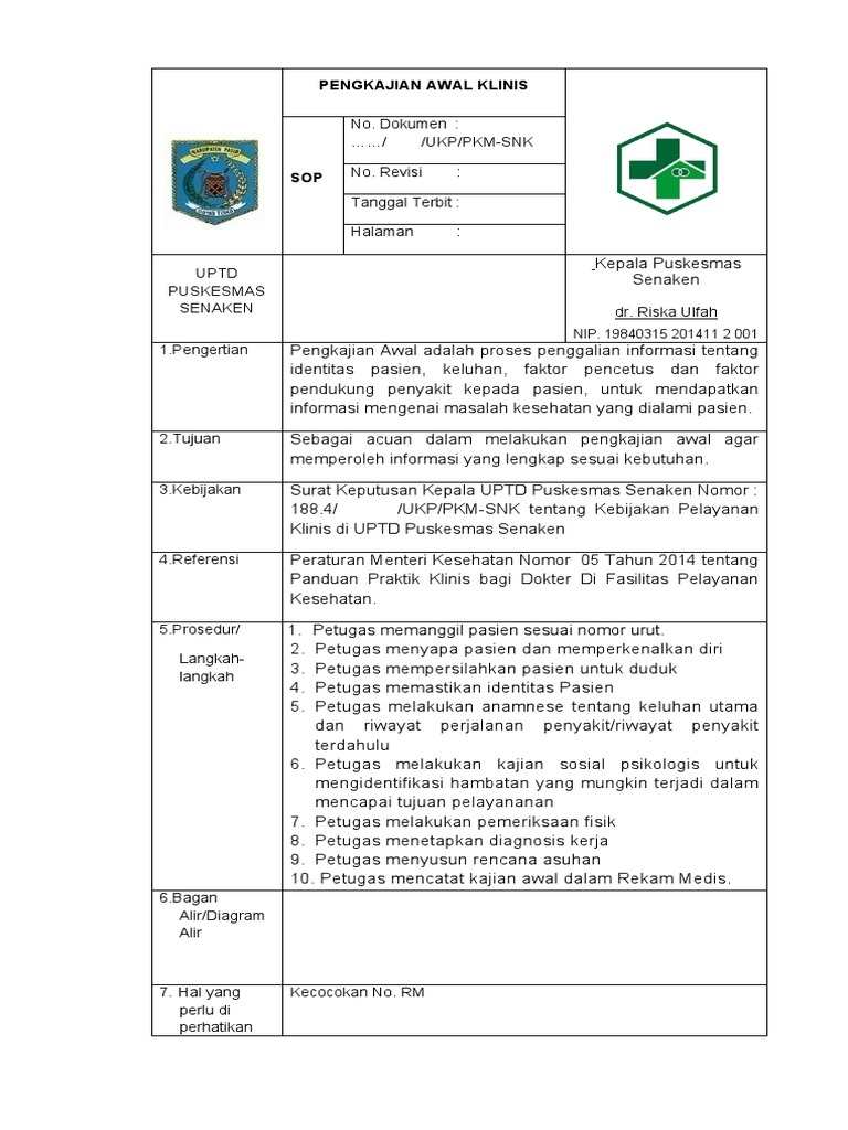 3.2.1. 1. Sop Pengkajian Awal Klinis | PDF | Sains & Matematika