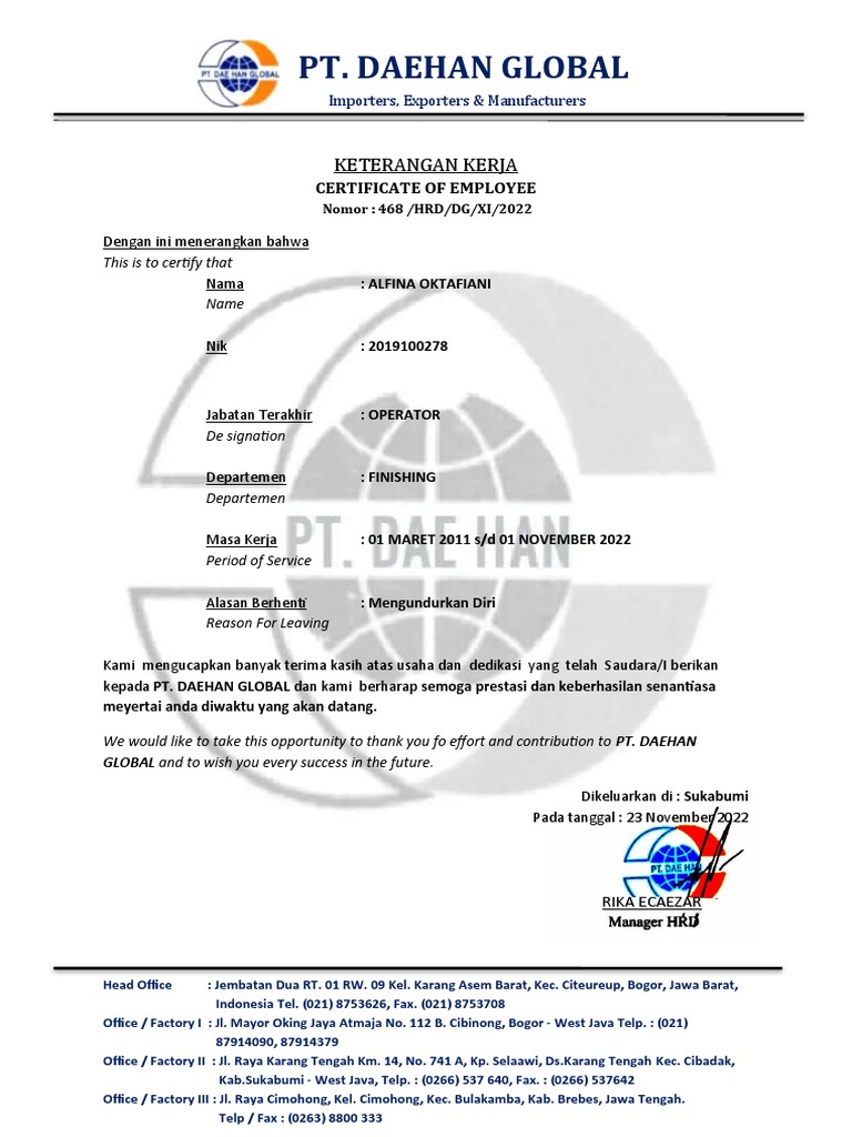 Pt. Pt. Daehan Global | PDF