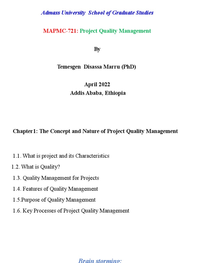 Project Quality Management Overview | PDF | Project Management ...