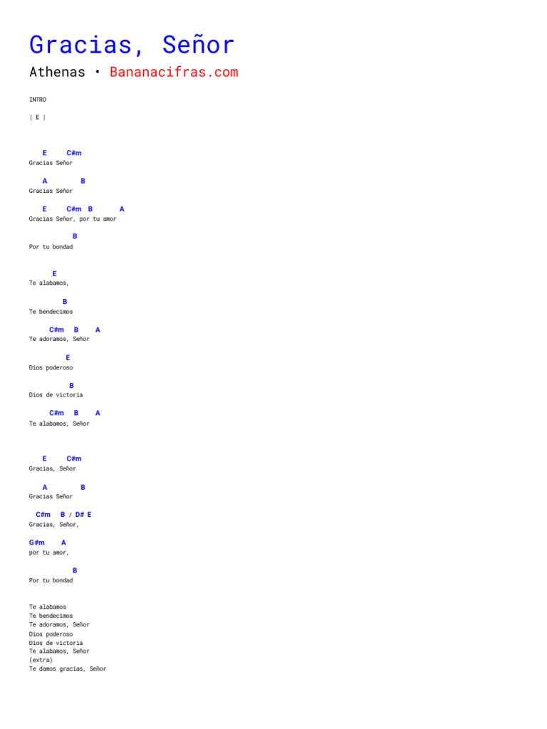 Gracias, Señor Athenas Acordes | PDF