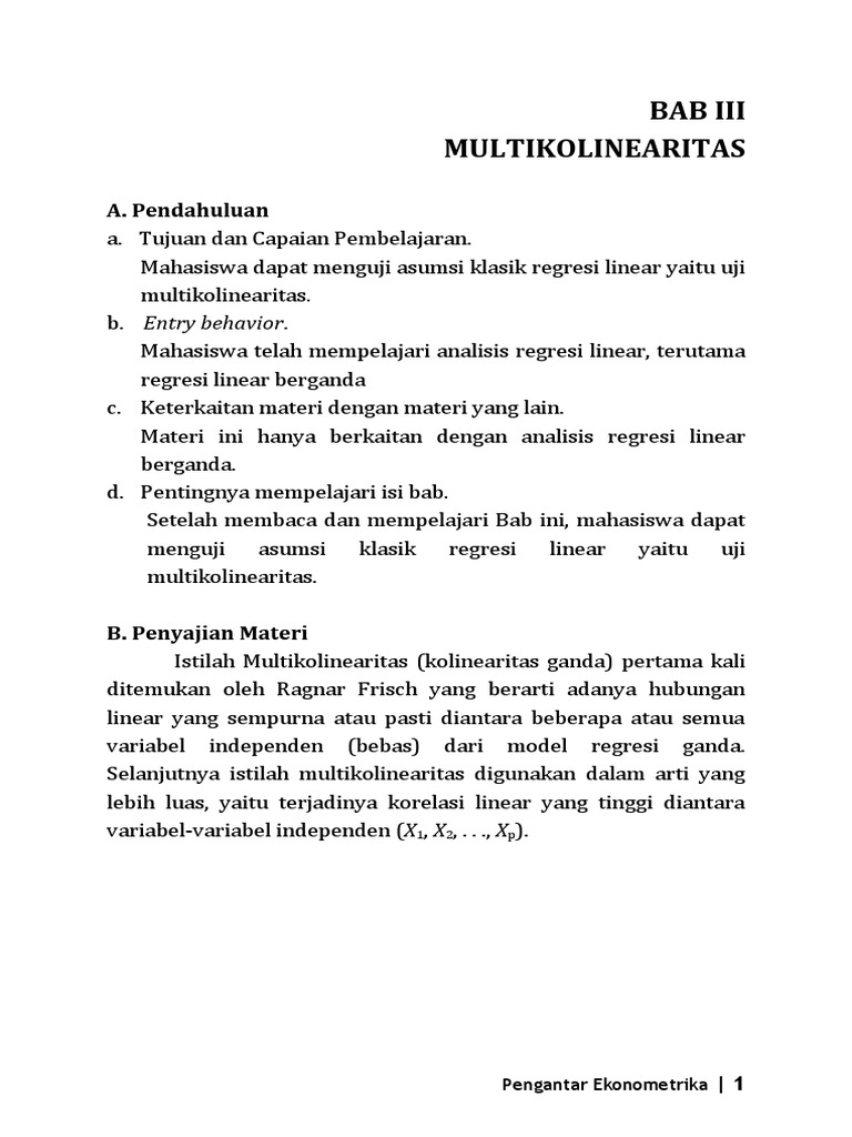 Bukune Pengantar Ekonometrika B5 - Bab3 | PDF