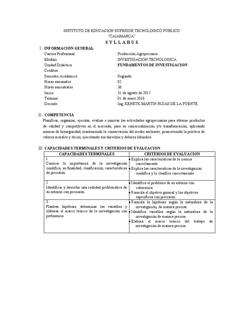 Syllabus - Prog. Investigacion | PDF