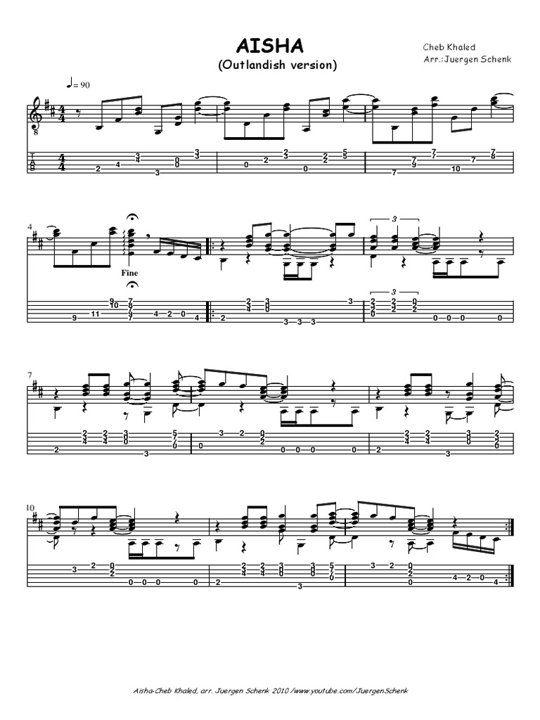 Khaled Aisha TAB Arr by Juergen Schenk | PDF