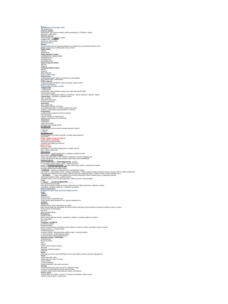 Anatomie A Morfologie Rostlin | PDF