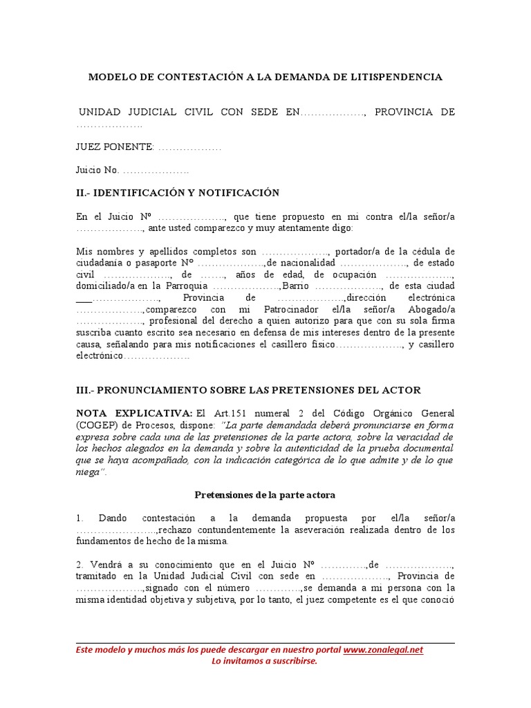 Modelo de Contestacion | PDF