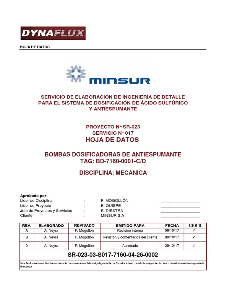 SR-023-03-S017-7160-04-26-0002 - 0 - HD - Bombas Dosificadoras de Antiespumante | PDF | Tecnología