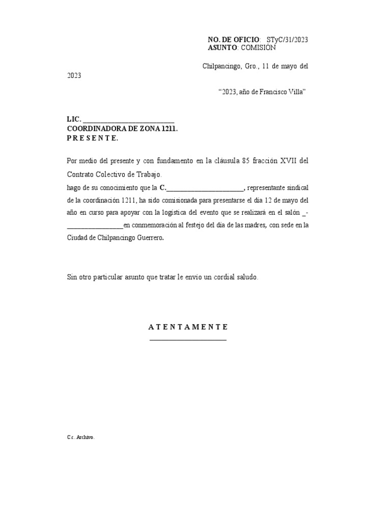 Oficio Comisión | PDF