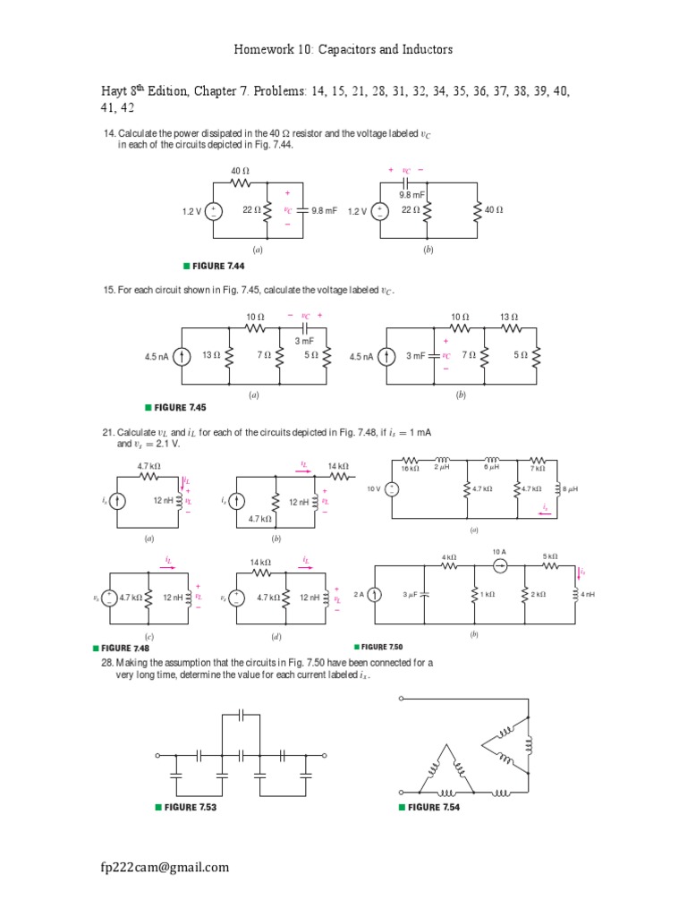 Capacitors & Inductors Homework Solutions | PDF