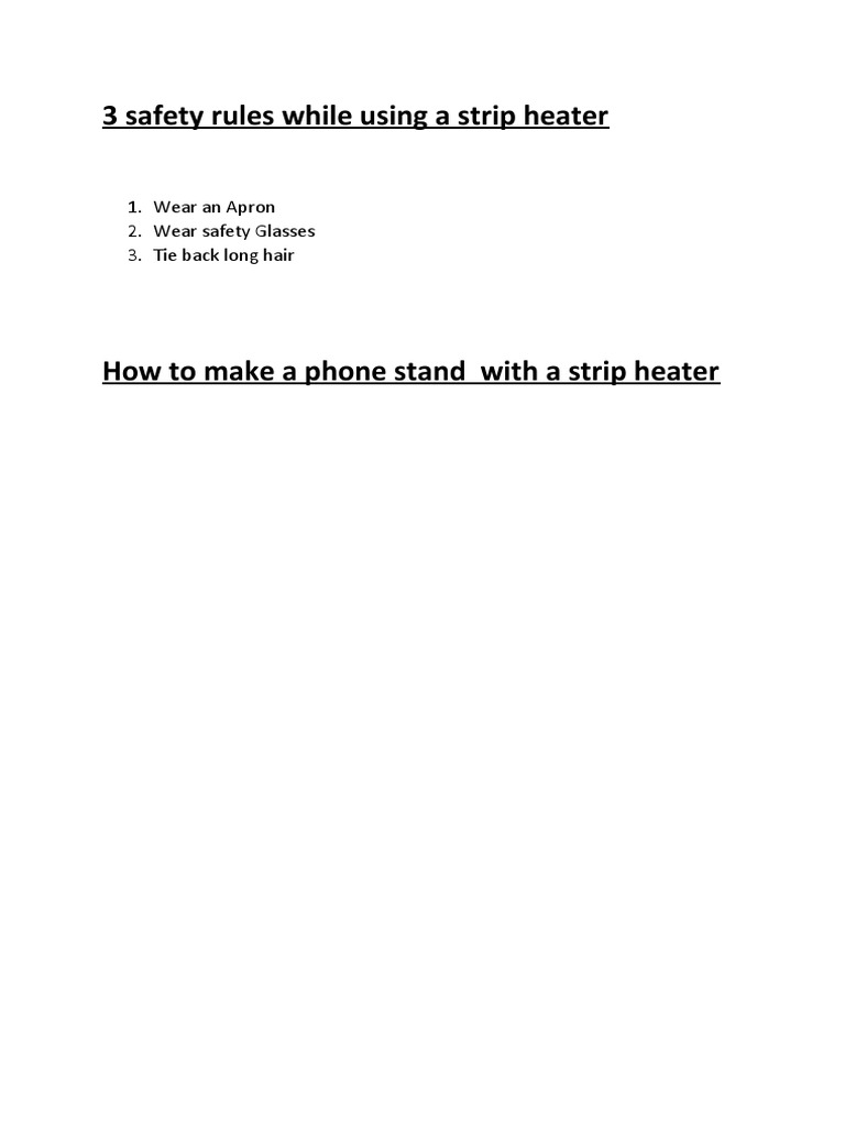 3 Safety Rules While Using A Strip Heater | PDF