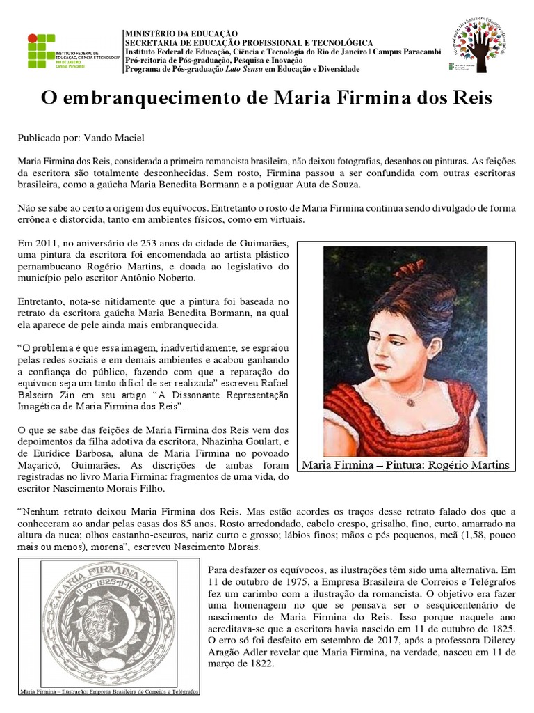 O Embranquecimento de Maria Firmina Dos Reis | PDF