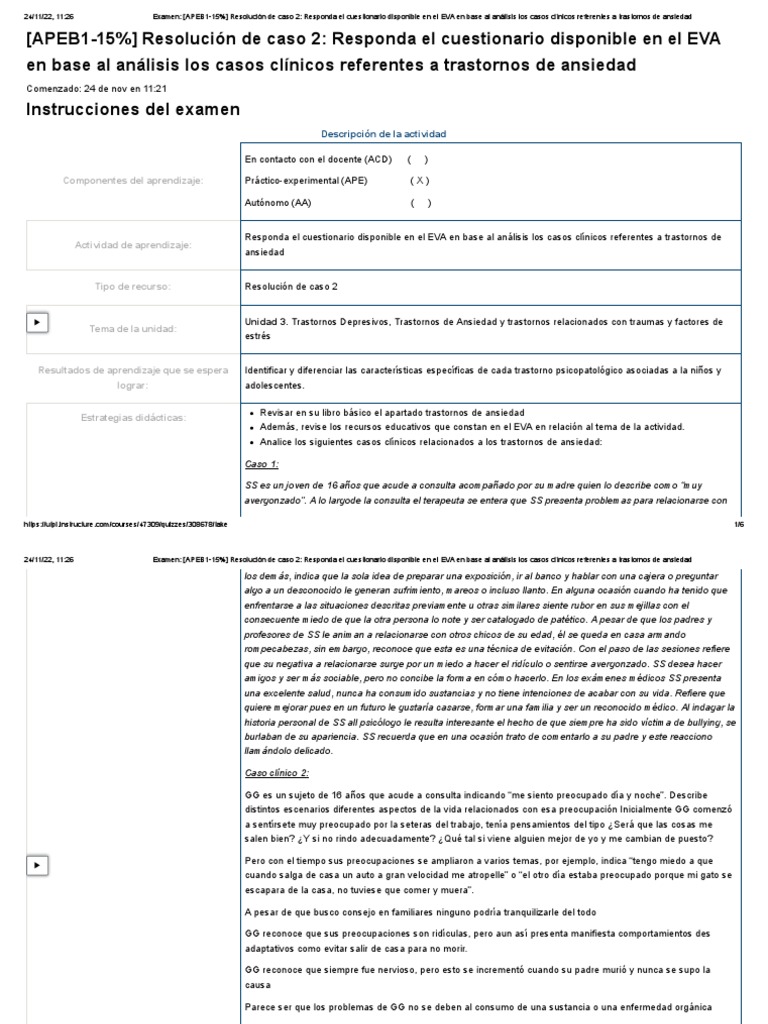 Examen - (APEB1-15%) Resolución de Caso 2 - Responda El Cuestionario Disponible en El EVA en ...