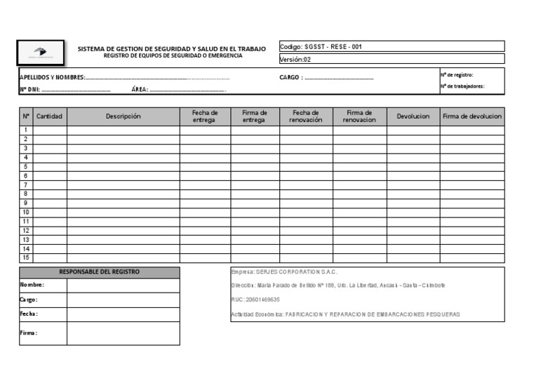 Registro de Epp | PDF