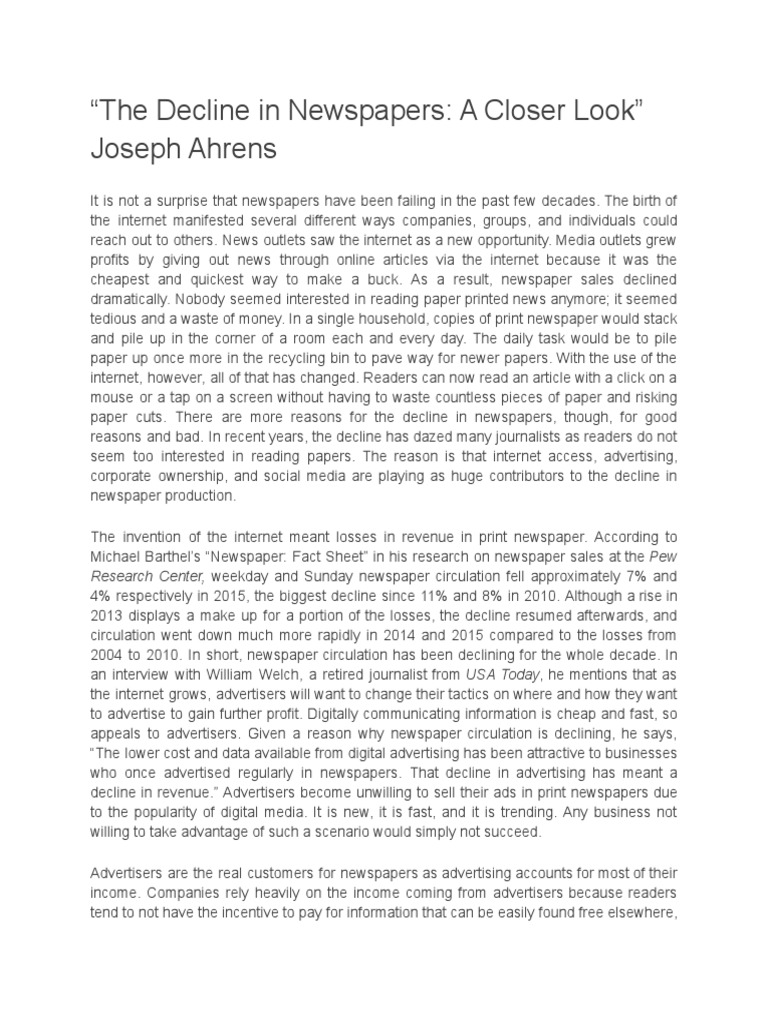 “The Decline in Newspapers_ A Closer Look” | PDF
