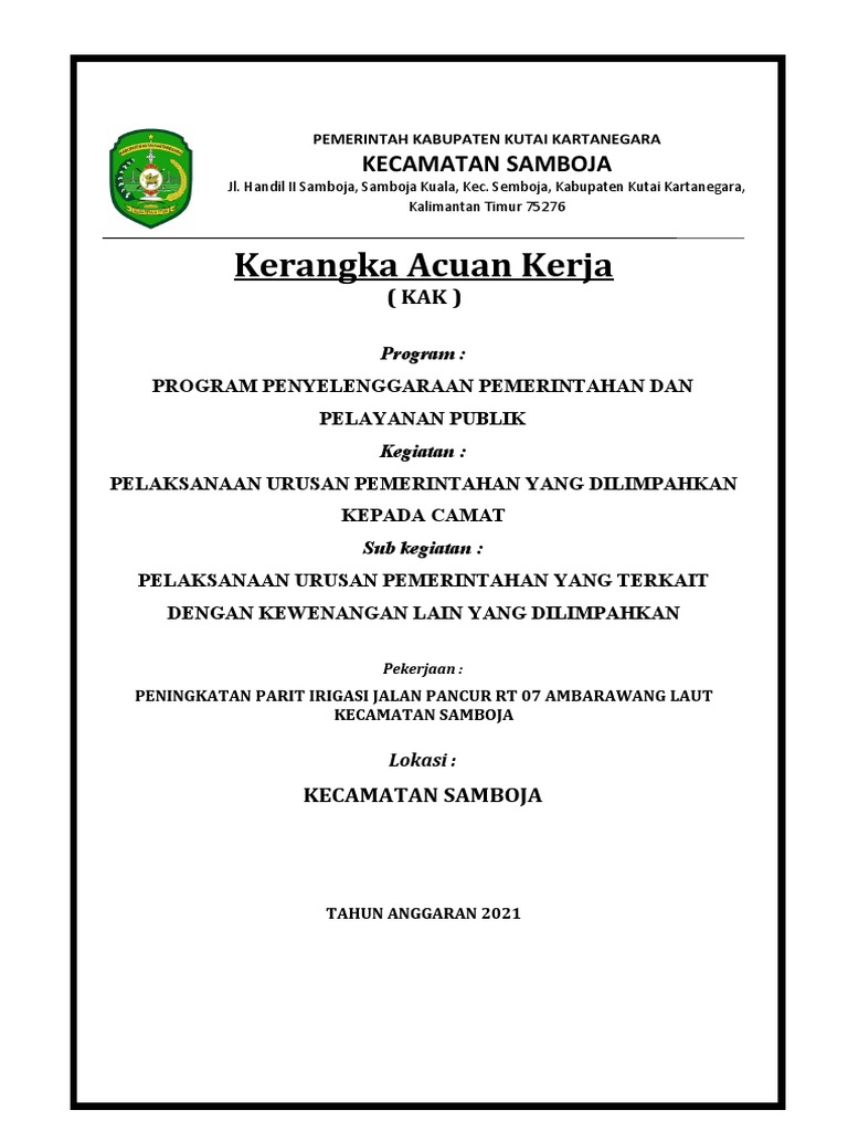 KAK Contoh Cover Ganti | PDF