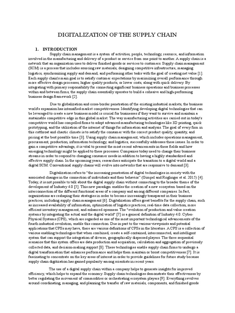 Digitalization of Supply Chain | PDF | Supply Chain Management | Supply Chain