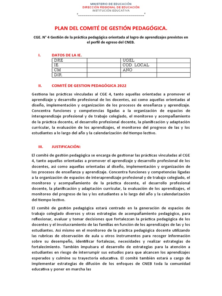 Plan de Gestion Pedagógica | PDF | Maestros | Pedagogía