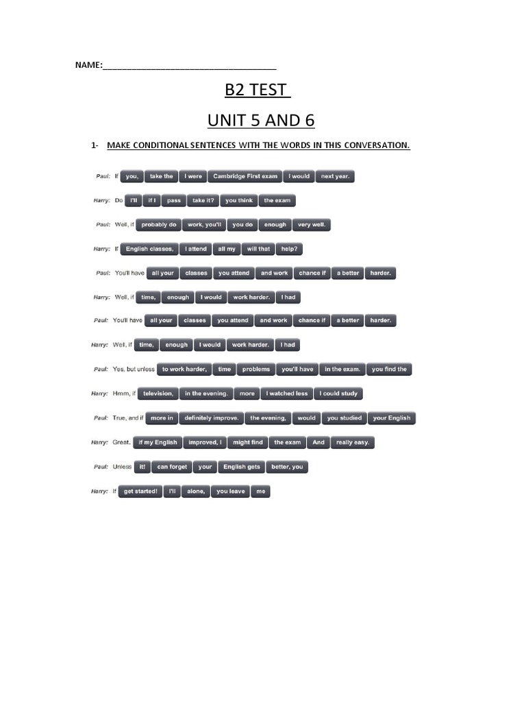 B2 Test Units 5 and 6 Exercises | PDF | Language Arts & Discipline ...