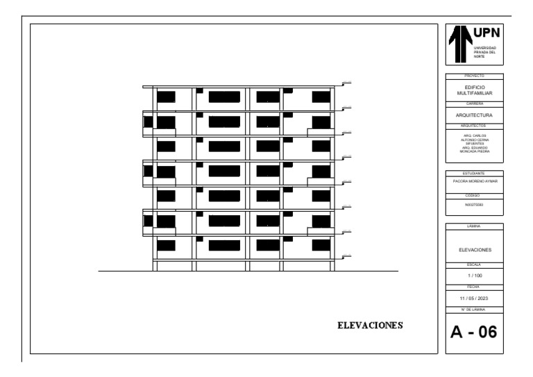 Proyecto de edificio multifamiliar con elevaciones propuesto por estudiante de la Universidad ...
