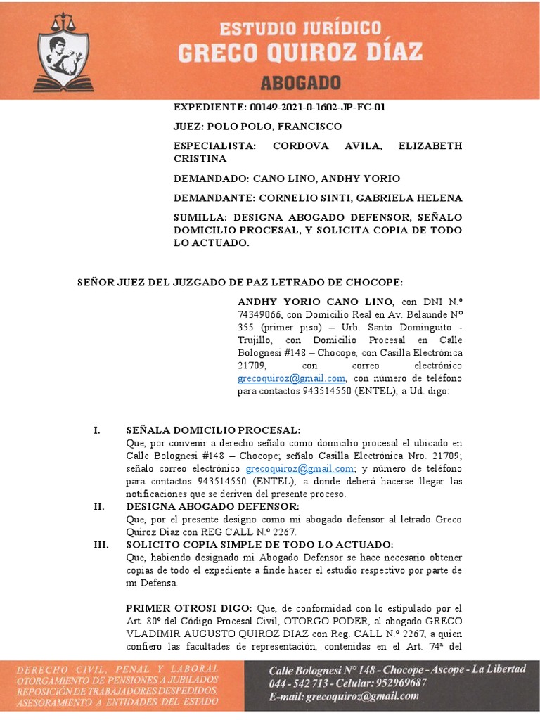 Escrito Apersonamiento Geraldine Garcia | PDF | Justicia | Crimen y violencia