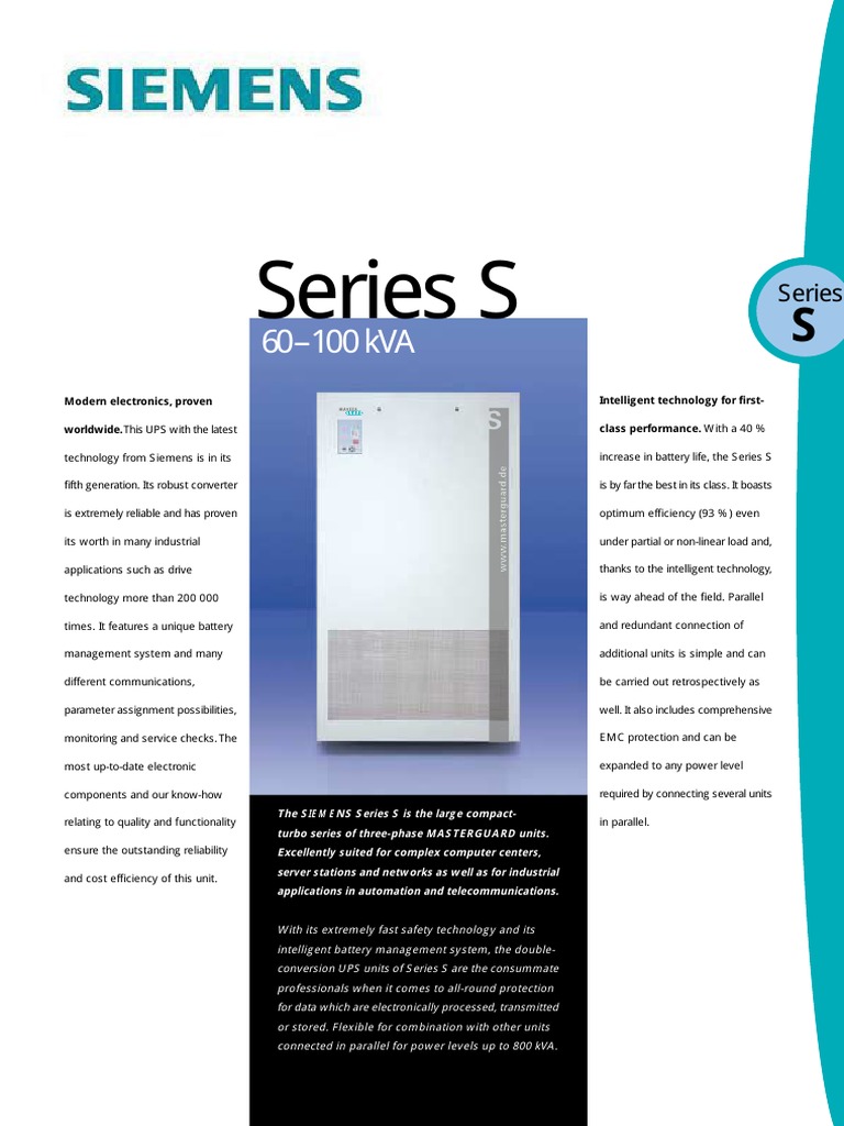 Dokumen - Tips - Siemens Ups Series S 60 Ups Series S 60 100kva Technical Brochure Keywords ...