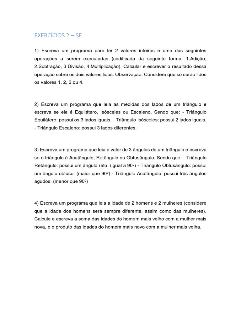 Exercícios 2 - Se | PDF