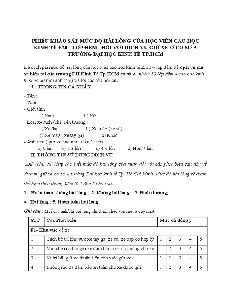 Phieu Khao Sat | PDF